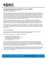 PCB Specifications - Don't Over-Spec and Don't Over-Pay